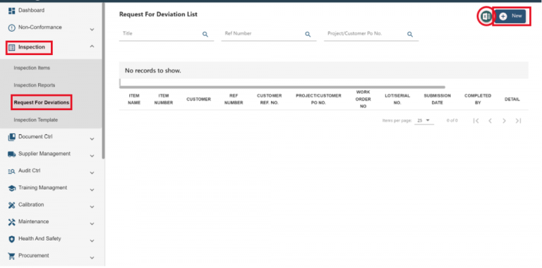 Adding a Request for Deviation - Artintech Software Solutions